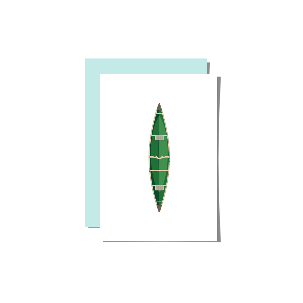 Green Canoe Greeting Card